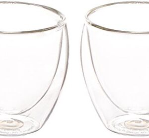 Bodum Pavina Glass, Double-Wall Insulated Glass, Clear, 2.5 Ounce, .08 Liter Each (Set of 2)