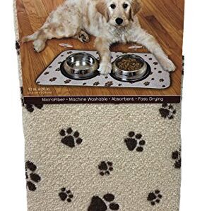 Kitchen Basics Microfiber Pet Bowl Feeding Mat, Anti-Skid and Absorbent, 10 Inch x 20 Inch