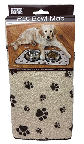 Kitchen Basics Microfiber Pet Bowl Feeding Mat, Anti-Skid and Absorbent, 10 Inch x 20 Inch