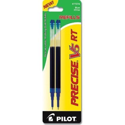 Pilot Precise V5 Rt, 3 Pens 26063 with 4 Packs of Refills, Blue Ink, 0.5mm XF