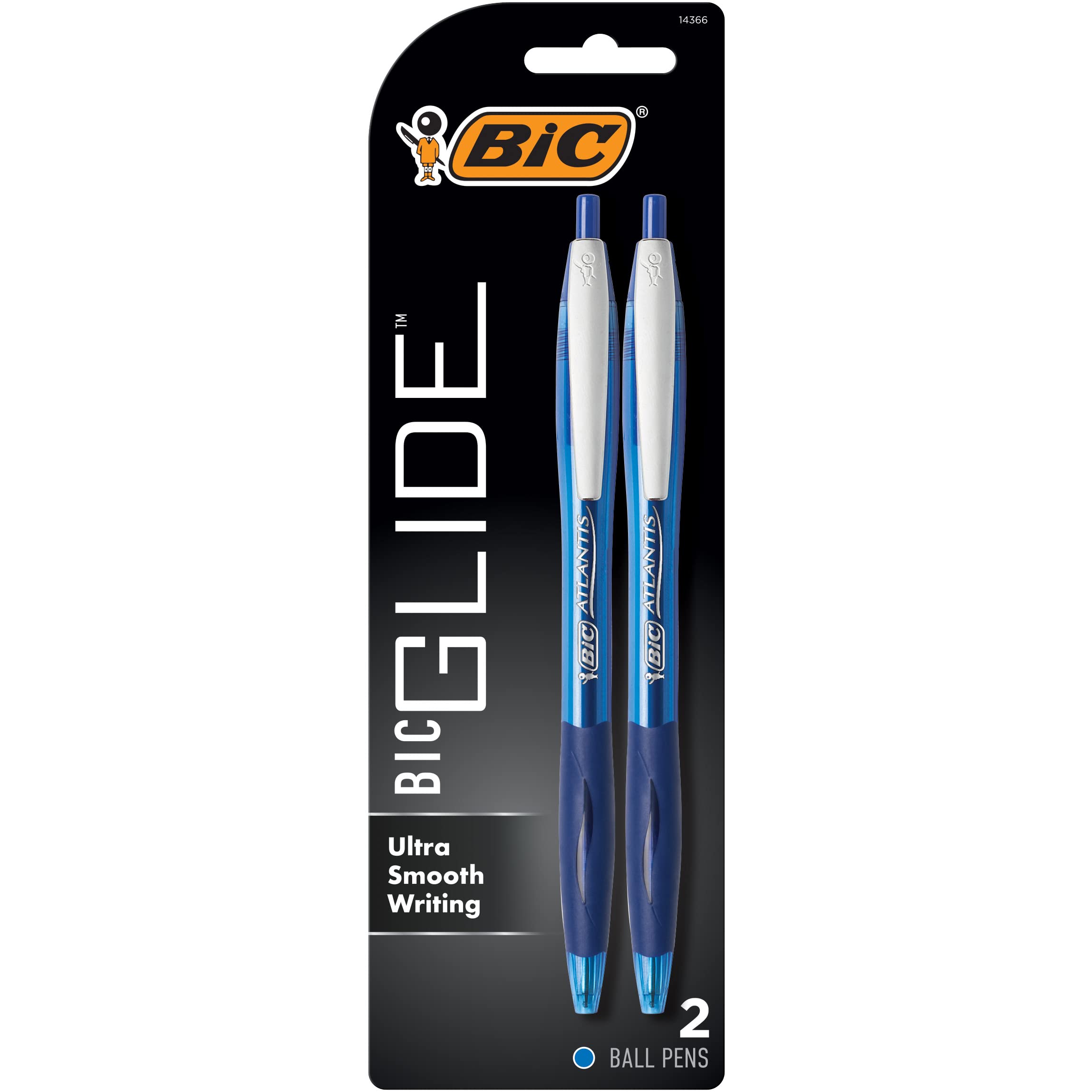 BIC Atlantis Original Retractable Ball Pen, Medium Point (1.0 mm), Blue, 2-Count, 13472