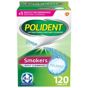 polident smokers antibacterial denture cleanser effervescent tablets - 120ct