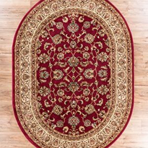 Well Woven Barclay Sarouk Red Traditional Area Rug 5'3" X 6'10" Oval