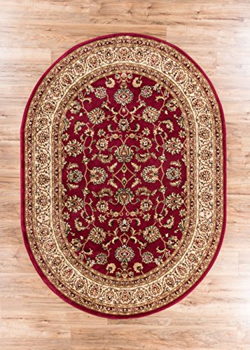 Well Woven Barclay Sarouk Red Traditional Area Rug 5'3" X 6'10" Oval