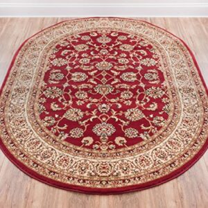 Well Woven Barclay Sarouk Red Traditional Area Rug 5'3" X 6'10" Oval