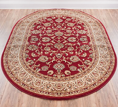 Well Woven Barclay Sarouk Red Traditional Area Rug 5'3" X 6'10" Oval