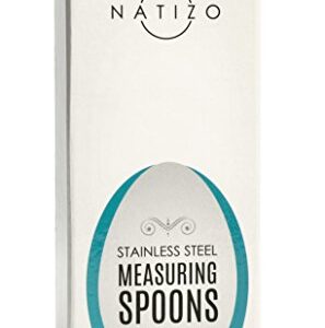 Stainless Steel Measuring Spoons - Set of 4 Premium Metal Spoons - Strong and Durable - Engraved with Metric and Imperial / US Sizes Including Tablespoon and Teaspoon - Ideal for Cooking and General Kitchen Use, for Measuring Liquid and Dry Ingredients