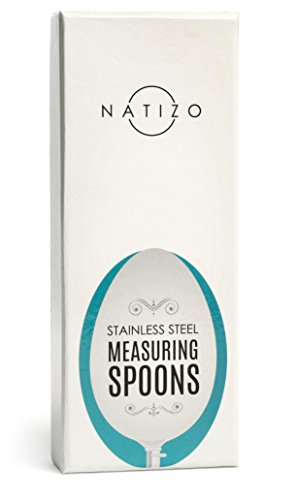 Stainless Steel Measuring Spoons - Set of 4 Premium Metal Spoons - Strong and Durable - Engraved with Metric and Imperial / US Sizes Including Tablespoon and Teaspoon - Ideal for Cooking and General Kitchen Use, for Measuring Liquid and Dry Ingredients