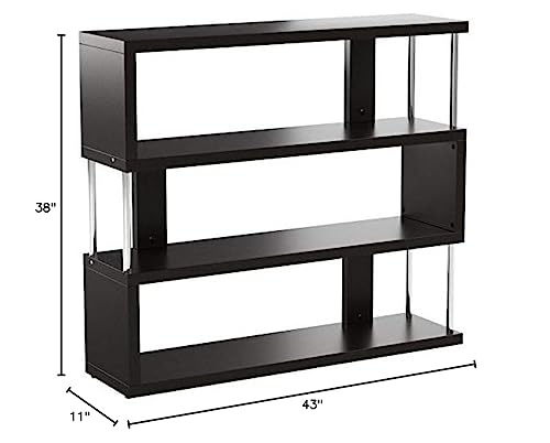 Baxton Studio, Dark Brown Barnes 3-Shelf Modern Bookcase