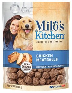 milo's kitchen dog treats, chicken meatballs, 18 ounce