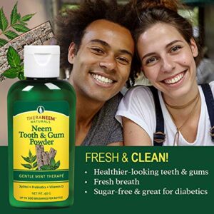 TheraNeem Tooth and Gum Powder | Supports Healthy Teeth and Gums with Probiotics, Vitamin D | Mint, 40 Grams, 200 Uses