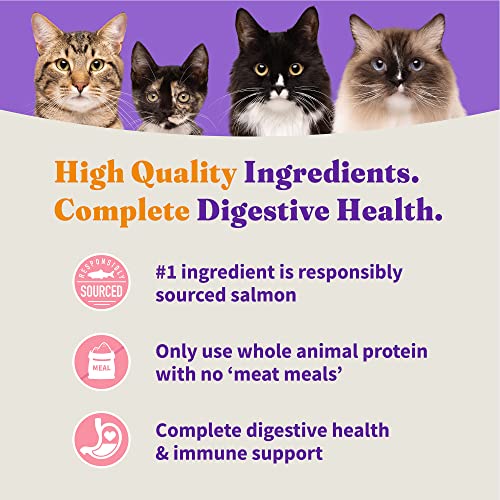 Halo Holistic Indoor Cat Food Dry, Grain Free Wild-caught Salmon & Whitefish Recipe for healthy weight support, Complete Digestive Health, Dry Cat Food Bag, Adult Formula, 6-lb Bag