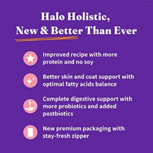 Halo Holistic Indoor Cat Food Dry, Grain Free Wild-caught Salmon & Whitefish Recipe for healthy weight support, Complete Digestive Health, Dry Cat Food Bag, Adult Formula, 6-lb Bag