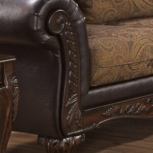 Roundhill Furniture San Marino 2-Tone Fabric Loveseat, Chocolate