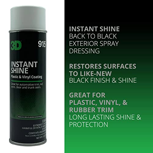 3D Instant Shine Back to Black Exterior Spray Dressing - Restores, Shines & Protects 19oz.