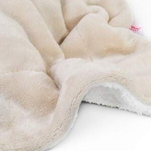 KOYOU Super Soft Beige Plush Sherpa Borrego Blanket Throw Queen or Full Size Bed