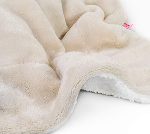 KOYOU Super Soft Beige Plush Sherpa Borrego Blanket Throw Queen or Full Size Bed