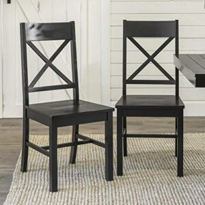 walker edison modern farmhouse wood x-back armless dining chairs kitchen, set of 2, black