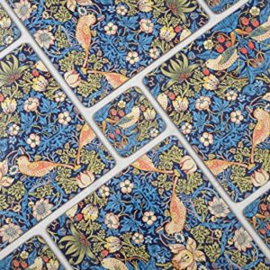 Pimpernel Morris & Co Strawberry Thief Blue Collection Placemats | Set of 4 | Heat Resistant Mats | Cork-Backed Board | Hard Placemat Set for Dining Table | Measures 15.7” x 11.7”