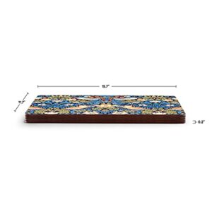 Pimpernel Morris & Co Strawberry Thief Blue Collection Placemats | Set of 4 | Heat Resistant Mats | Cork-Backed Board | Hard Placemat Set for Dining Table | Measures 15.7” x 11.7”