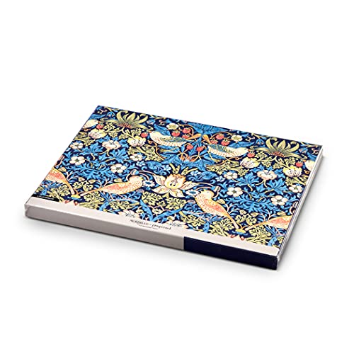 Pimpernel Morris & Co Strawberry Thief Blue Collection Placemats | Set of 4 | Heat Resistant Mats | Cork-Backed Board | Hard Placemat Set for Dining Table | Measures 15.7” x 11.7”