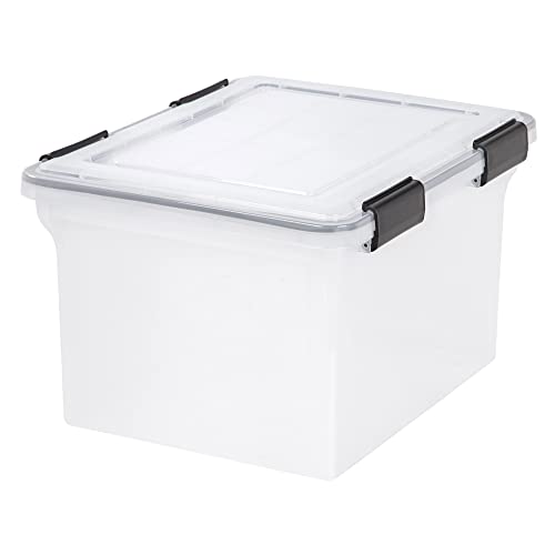 IRIS® Letter/Legal Size Weather-Tight File Box, 10 9/10"H x 14 1/2"W x 17 7/8"D, Clear