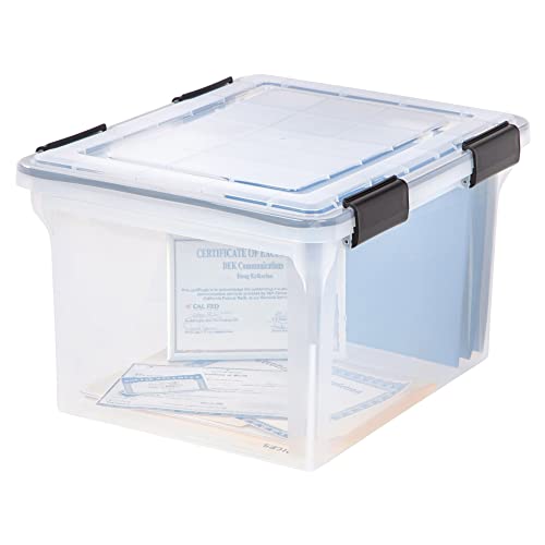 IRIS® Letter/Legal Size Weather-Tight File Box, 10 9/10"H x 14 1/2"W x 17 7/8"D, Clear