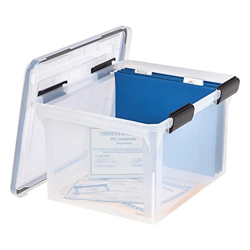 IRIS® Letter/Legal Size Weather-Tight File Box, 10 9/10"H x 14 1/2"W x 17 7/8"D, Clear