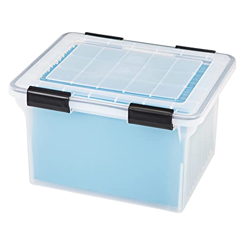 IRIS® Letter/Legal Size Weather-Tight File Box, 10 9/10"H x 14 1/2"W x 17 7/8"D, Clear