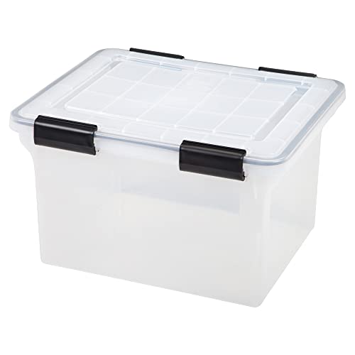 IRIS® Letter/Legal Size Weather-Tight File Box, 10 9/10"H x 14 1/2"W x 17 7/8"D, Clear