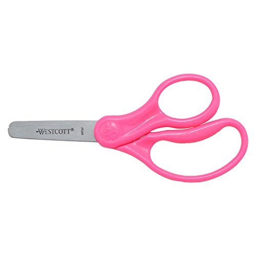 Westcott 15967 Right- and Left-Handed Scissors, Classic Kids' Scissors, Ages 4-8, 5-Inch Blunt Tip, Neon Pink