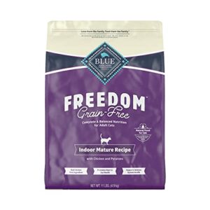 blue buffalo freedom grain free natural indoor mature dry cat food, chicken 11-lb