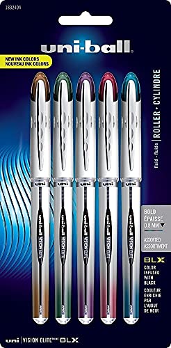 Sanford, 1832404, Vision Elite BLX Series Stick Roller Ball Pen, 0.8mm, Assorted Ink/Barrel, 5 Pens/Pack, Sold As 1 Pack