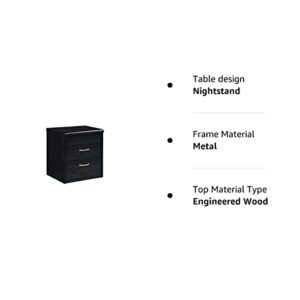 Hodedah 2 Drawer Nightstand, Black, 21.65 in x 48.03 in x 72.83 in