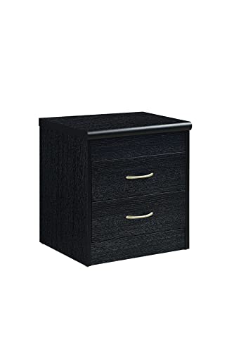 Hodedah 2 Drawer Nightstand, Black, 21.65 in x 48.03 in x 72.83 in