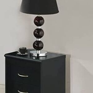 Hodedah 2 Drawer Nightstand, Black, 21.65 in x 48.03 in x 72.83 in