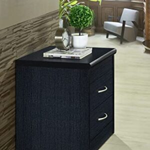 Hodedah 2 Drawer Nightstand, Black, 21.65 in x 48.03 in x 72.83 in