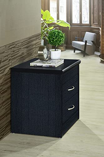 Hodedah 2 Drawer Nightstand, Black, 21.65 in x 48.03 in x 72.83 in