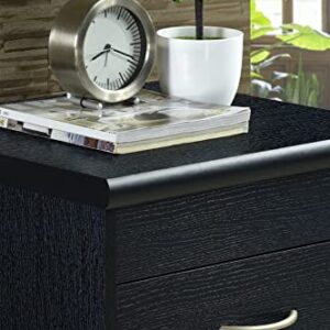 Hodedah 2 Drawer Nightstand, Black, 21.65 in x 48.03 in x 72.83 in