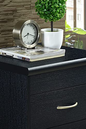 Hodedah 2 Drawer Nightstand, Black, 21.65 in x 48.03 in x 72.83 in