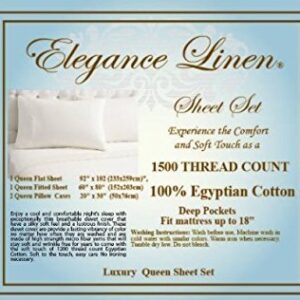 Elegance Linen 1500 Thread Count 3-Line Egyptian Quality Microfiber Luxurious Silky Soft Wrinkle & Fade Resistant 4 pc Sheet Set, Deep Pocket Up to 16" - Queen White