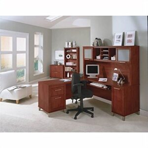 Bush Furniture Somerset 71" L Shaped Computer Desk with Hutch in Hansen Cherry