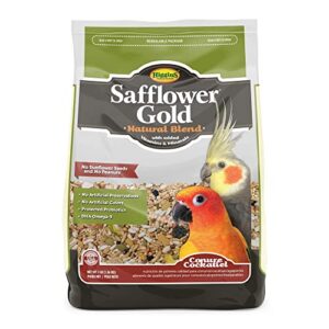 higgins safflower gold natural food mix for conures & cockatiels, 3lbs