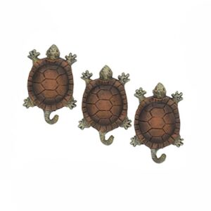 garden turtles wall hooks hangers cast iron antique finish - set of 3