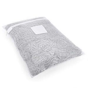 hangerworld professional mesh net wash laundry bag with zipper - for socks delicates and baby clothes - white, 24in x 17.5in