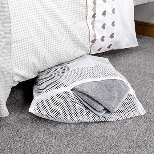 HANGERWORLD Professional Mesh Net Wash Laundry Bag with Zipper - For Socks Delicates and Baby Clothes - White, 24in x 17.5in