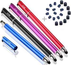 bargains depot capacitive stylus/styli 2-in-1 universal touch screen pen for all touch screen tablets & cell phones with 20 extra replaceable soft rubber tips (pack of 4)