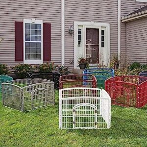 IRIS USA 24" Exercise 4-Panel Pet Playpen with Door, Dog Playpen, Puppy Playpen, for Small and Medium Dogs, Keep Pets Secure, Easy Assemble, Rust-Free, Heavy-Duty Molded Plastic, Customizable, White