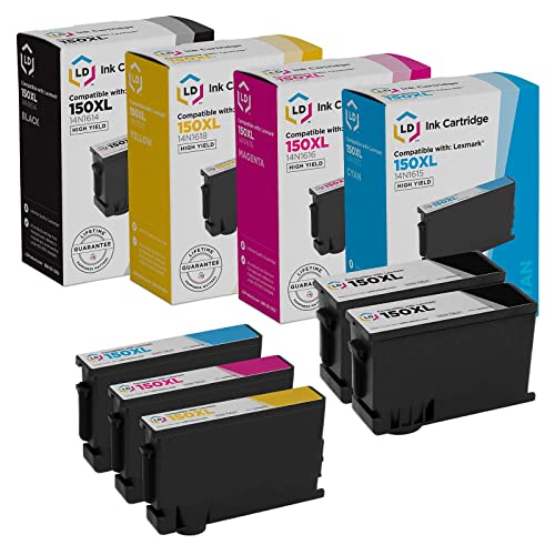 LD Products Compatible Ink Cartridge Replacement for Lexmark 150XL High Yield (2 Black, 1 Cyan, 1 Magenta, 1 Yellow, 5-Pack)