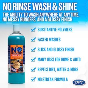 Optimum No Rinse Wash and Shine - ONR Car Wash, New Formula Version 5, Safe on Paint, Coatings, Wraps, and Interior, Rinseless Wash provides a Car Wash Soap Alternative (32 oz)